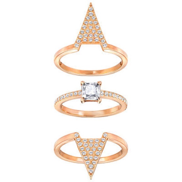 Swarovski | Jewelry | Nwtswarovskirose Gold Tone Funk Ring Set | Poshmark
